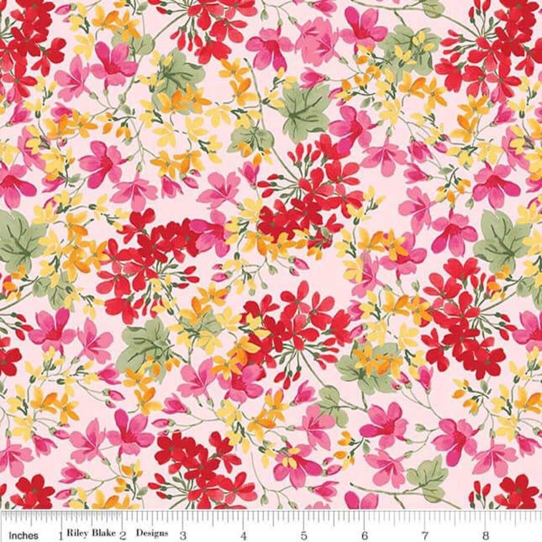 FARMHOUSE FLORAL by Riley Blake Fabrics, Floral, Pink and Green ...