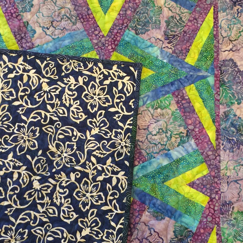 PURPLE BATIK Handmade Quilt Double Diamond Pattern 52 X 73 - Etsy