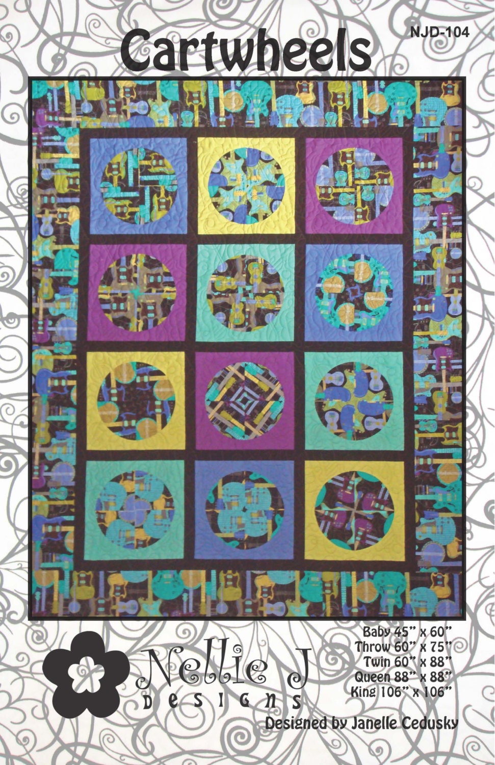 CARTWHEELS ©2009 Modern Quilt Pattern by Nellie J Designs | Etsy