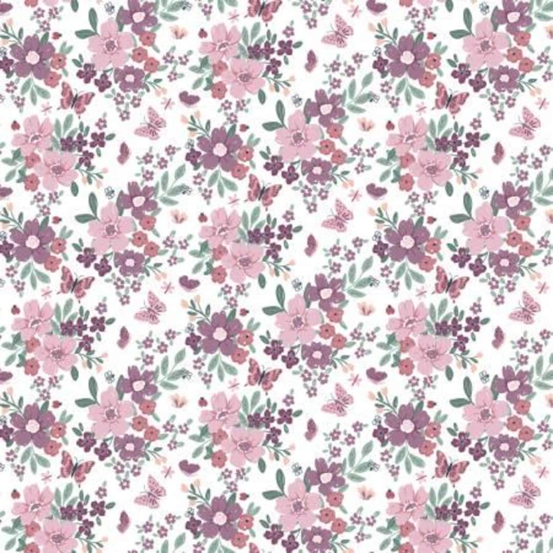 BUDS & BUTTERFLIES, Main White by Riley Blake, Fabric Collection ...