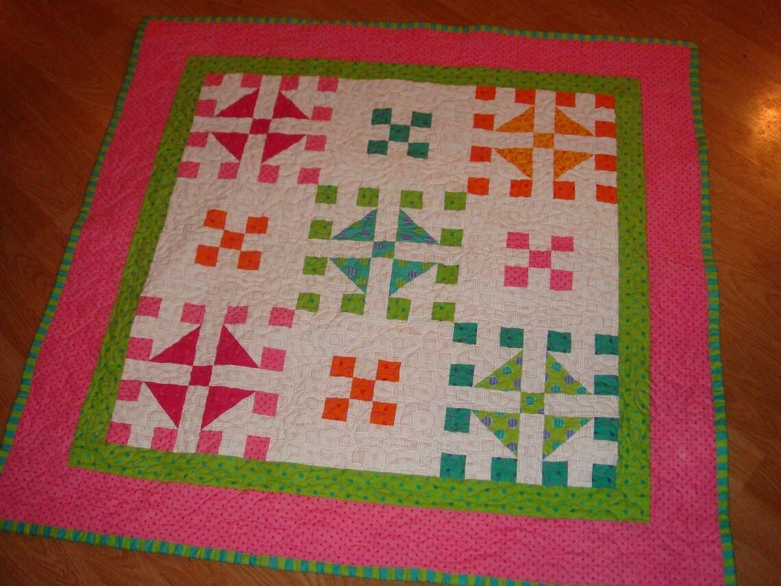 MODERN SPLASH of COLOR - Handmade Quilt - Bright Colors - Baby Quilt ...