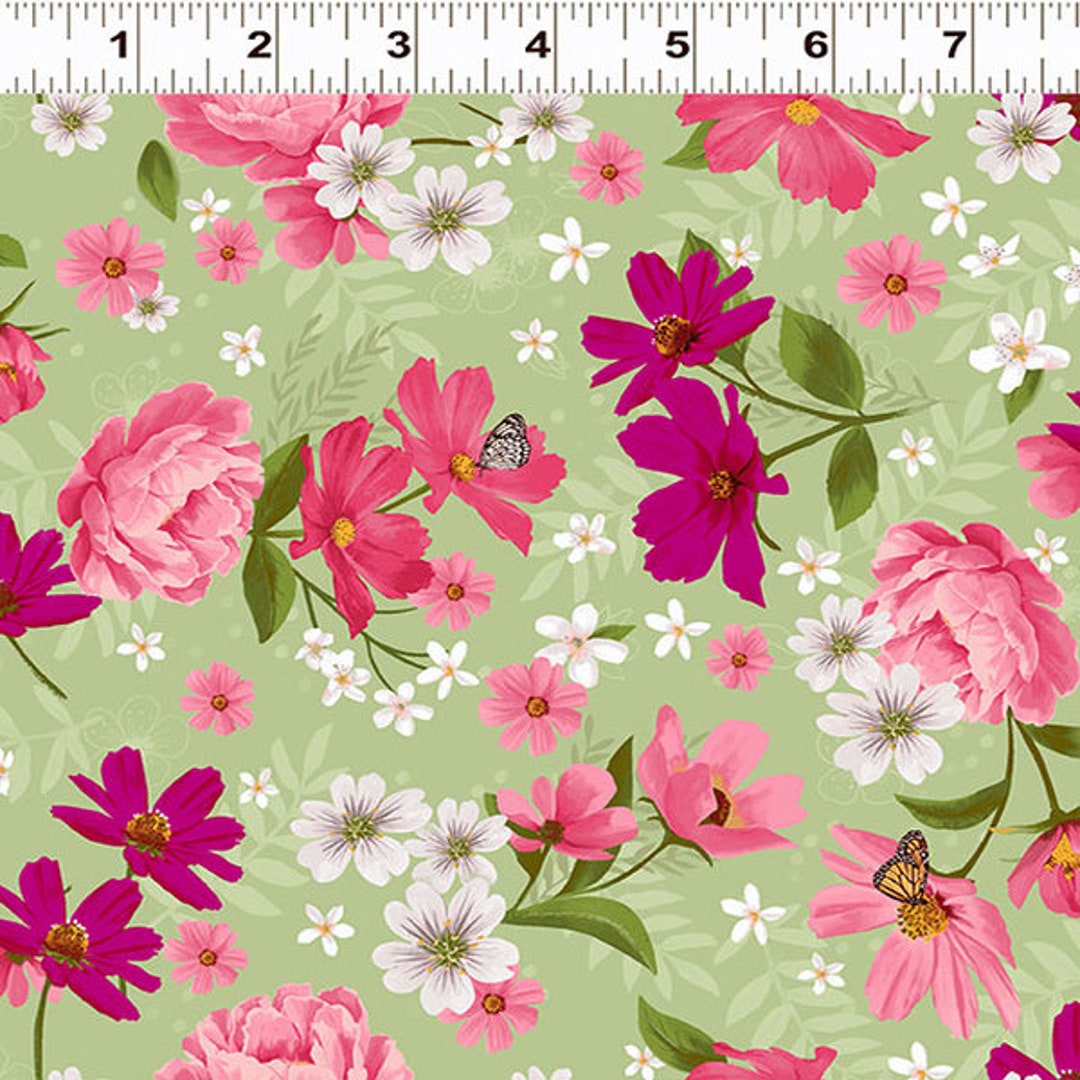 PEACOCK GARDEN by Clothworks Fabrics, Mixed Floral #3149-24 - Etsy