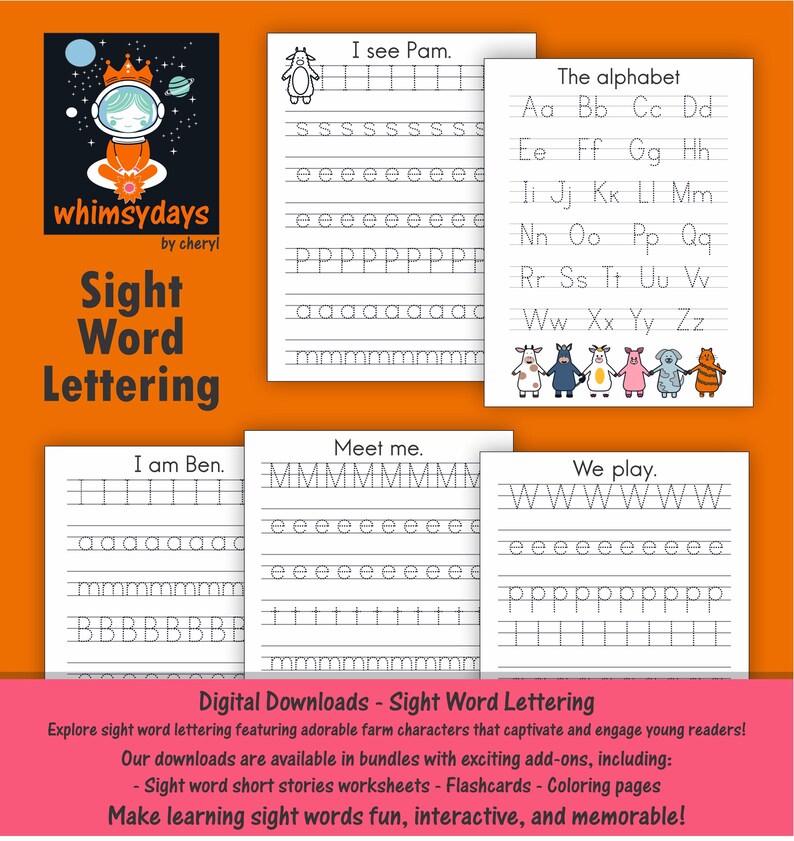Alphabet Along With Sight Word Practice Sheets Fun Farm Animal Letter ...