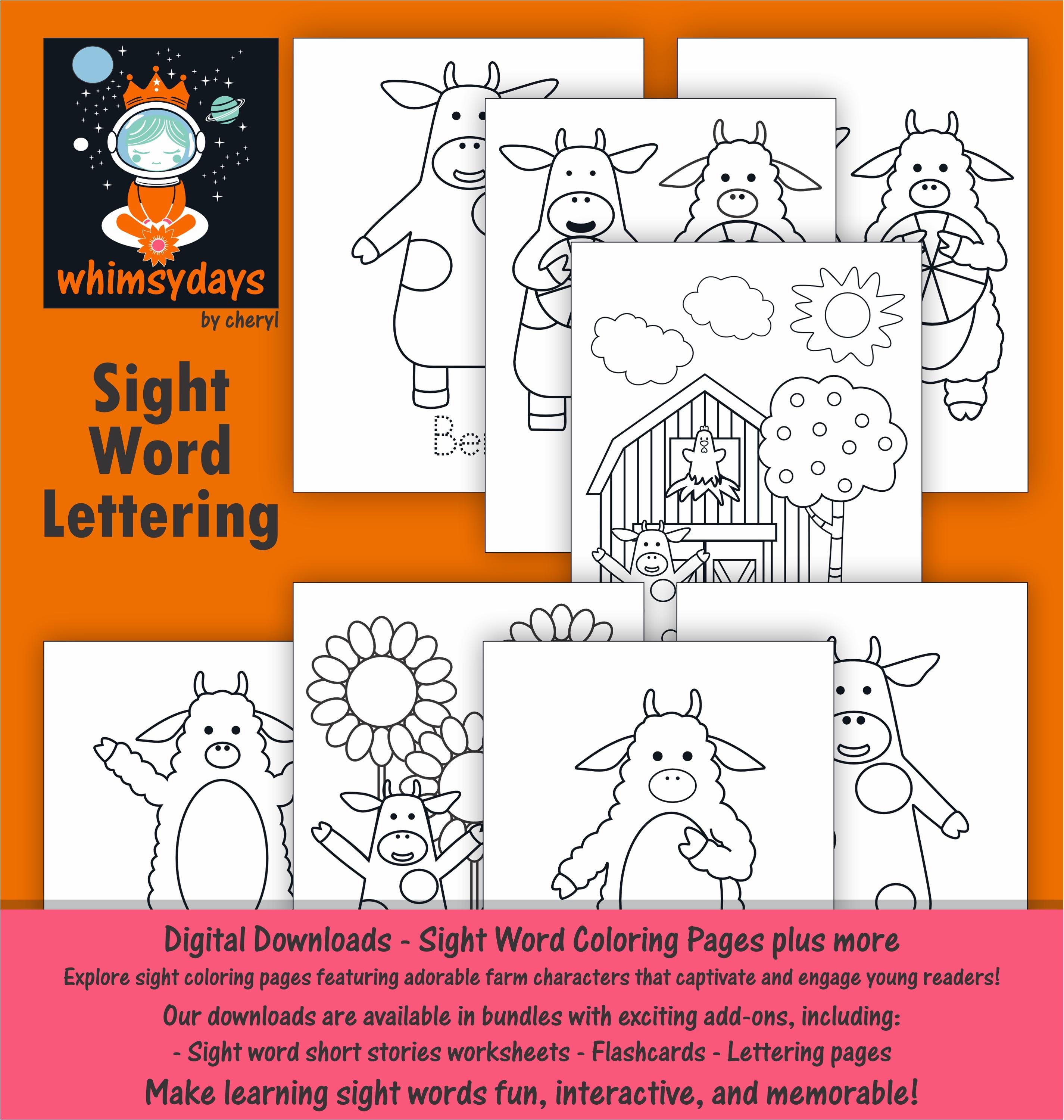 Farm Animal Story Coloring Sheets for Kids-sight Word Learning With ...