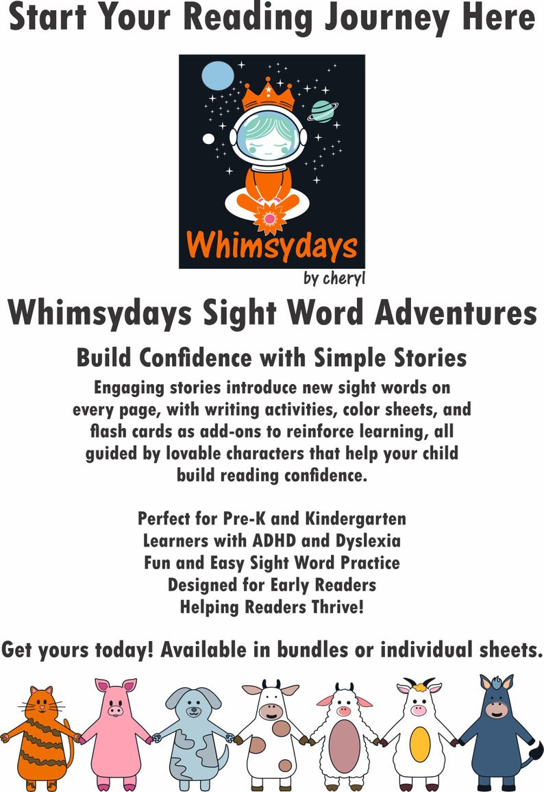 Downloadable Sight Word Story Sheets Bundle-farm Animal With Coloring ...