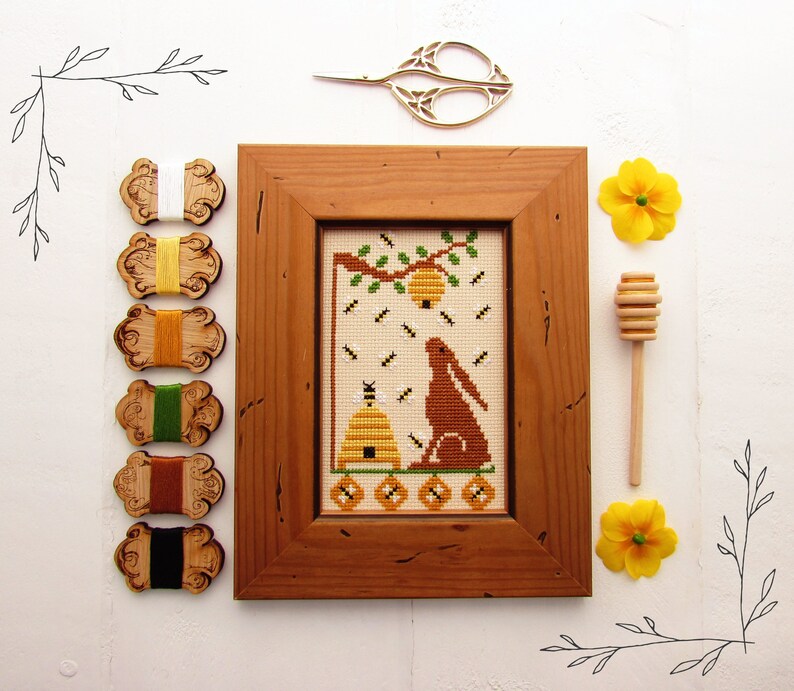 Hare and Honey Bees Cross Stitch Pattern Bunny Rabbit Cross - Etsy UK