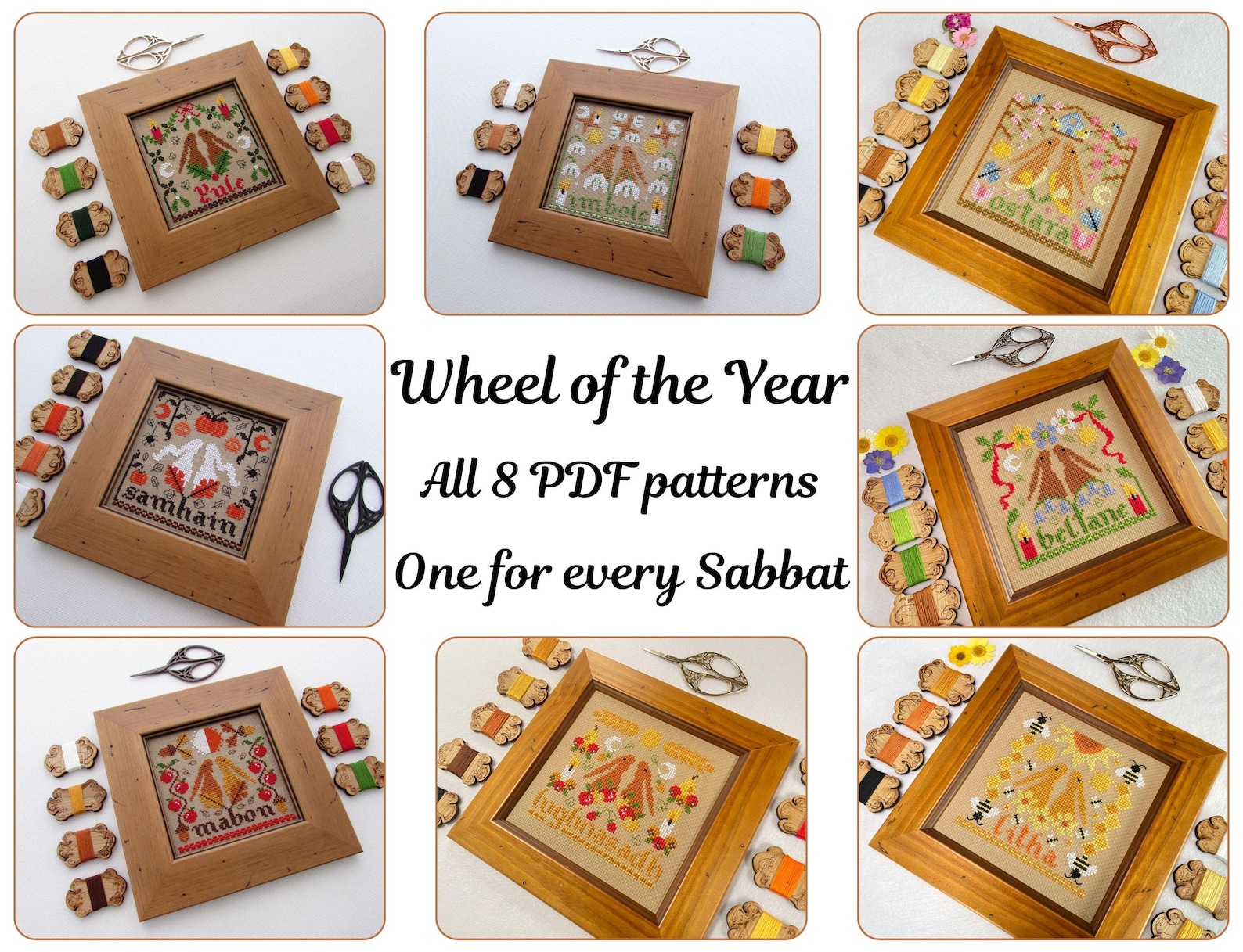 Wheel of the Year Cross Stitch Patterns - Eight Pagan Sabbat Wicca ...