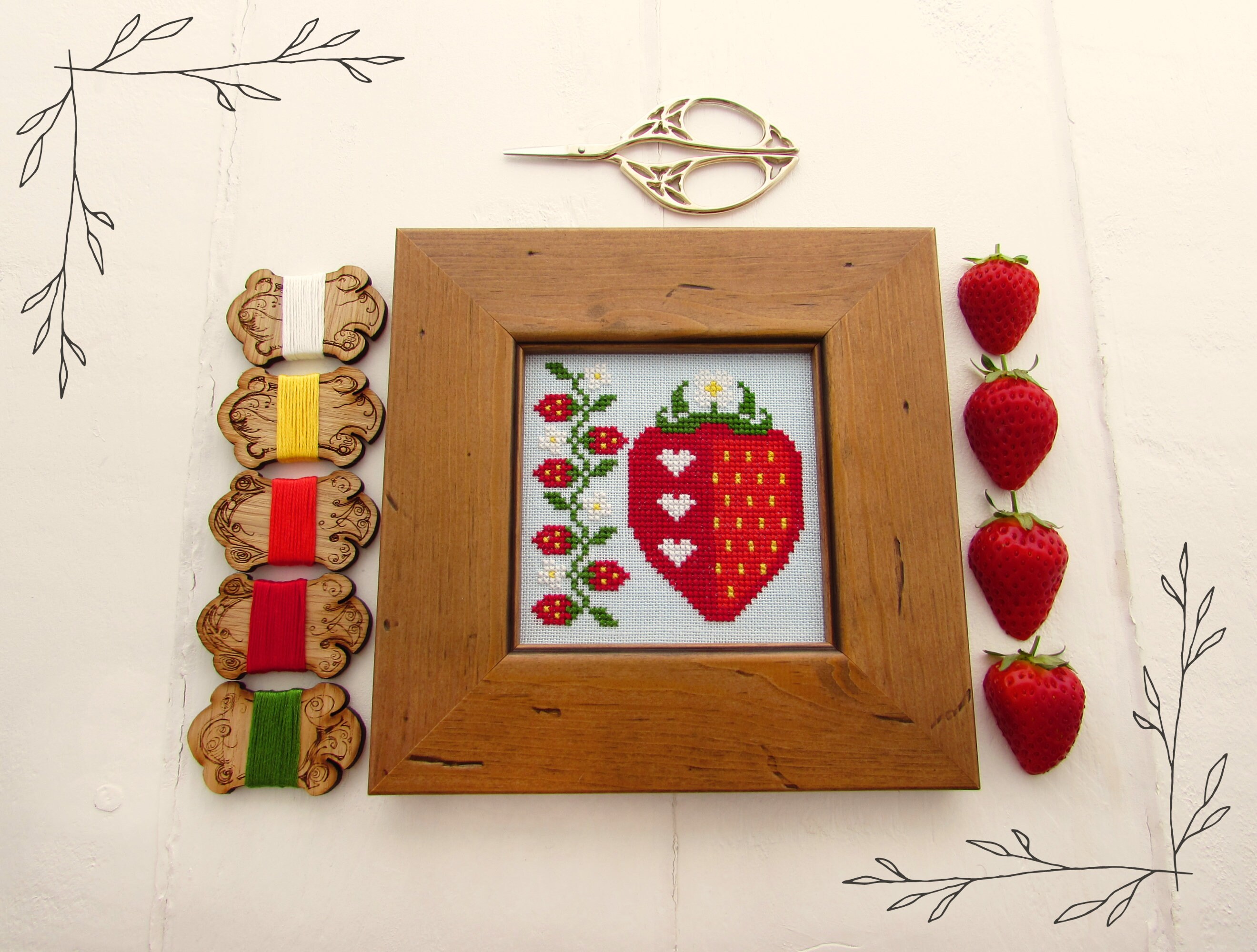 Strawberry Folk Art Prints
