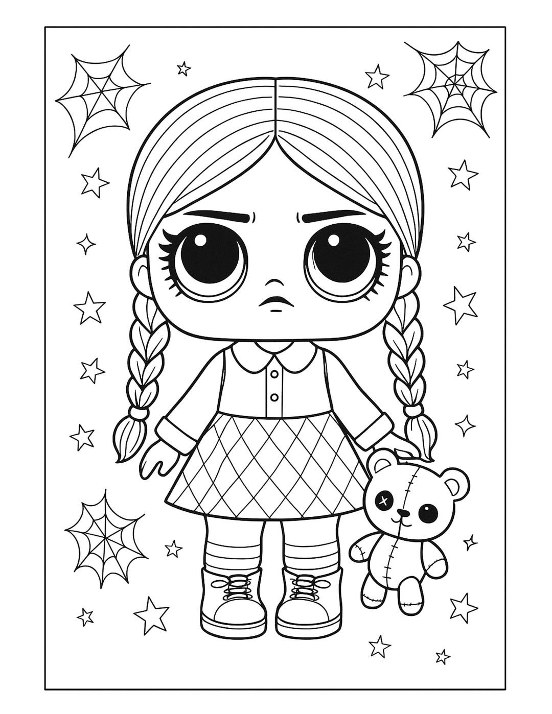 Goth Girl Coloring Page | Spooky Cute Printable | Halloween Digital ...