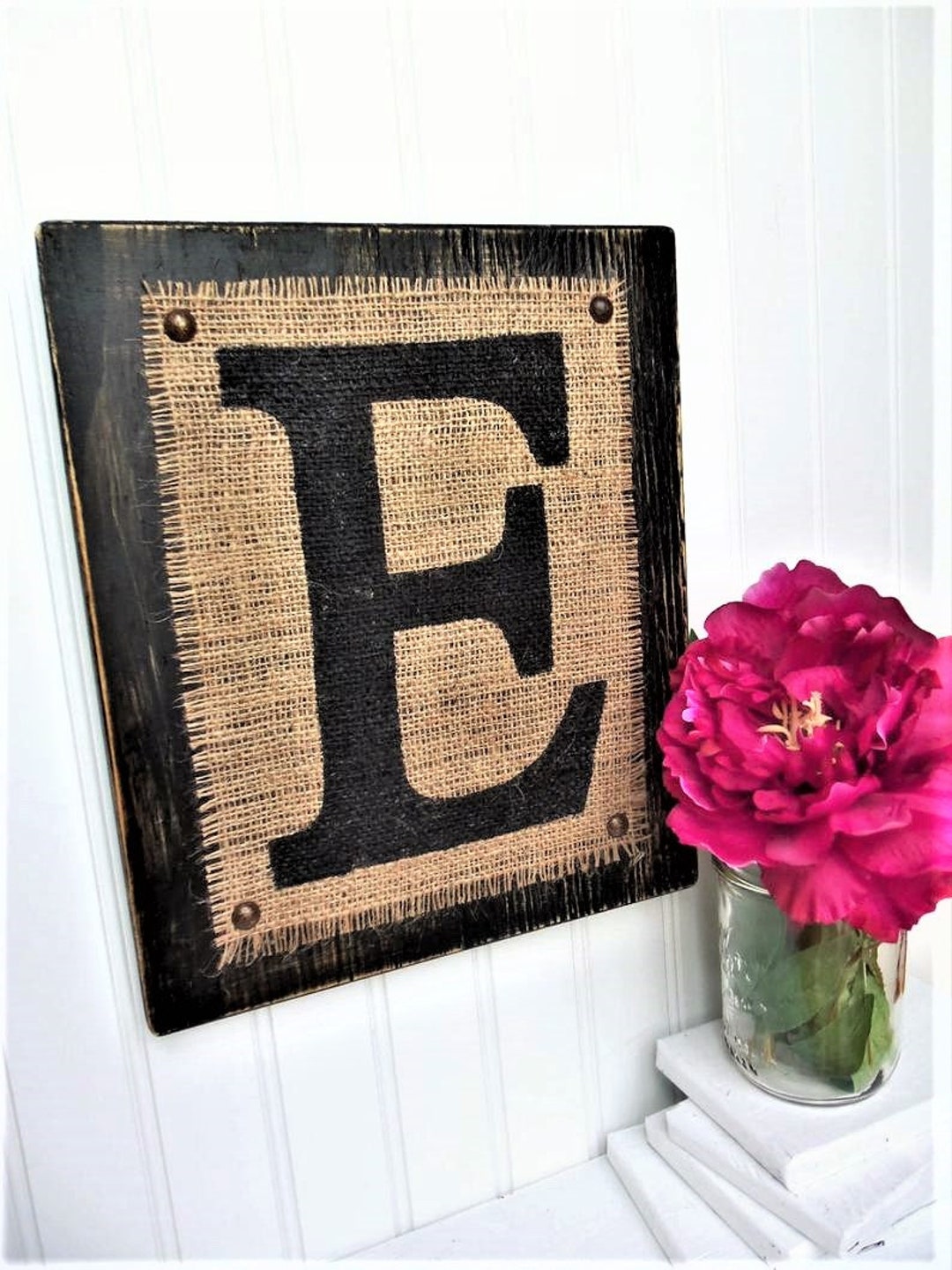 BURLAP SIGN, Wood Letters, Custom Name Signs, Custom Colors, Beach ...