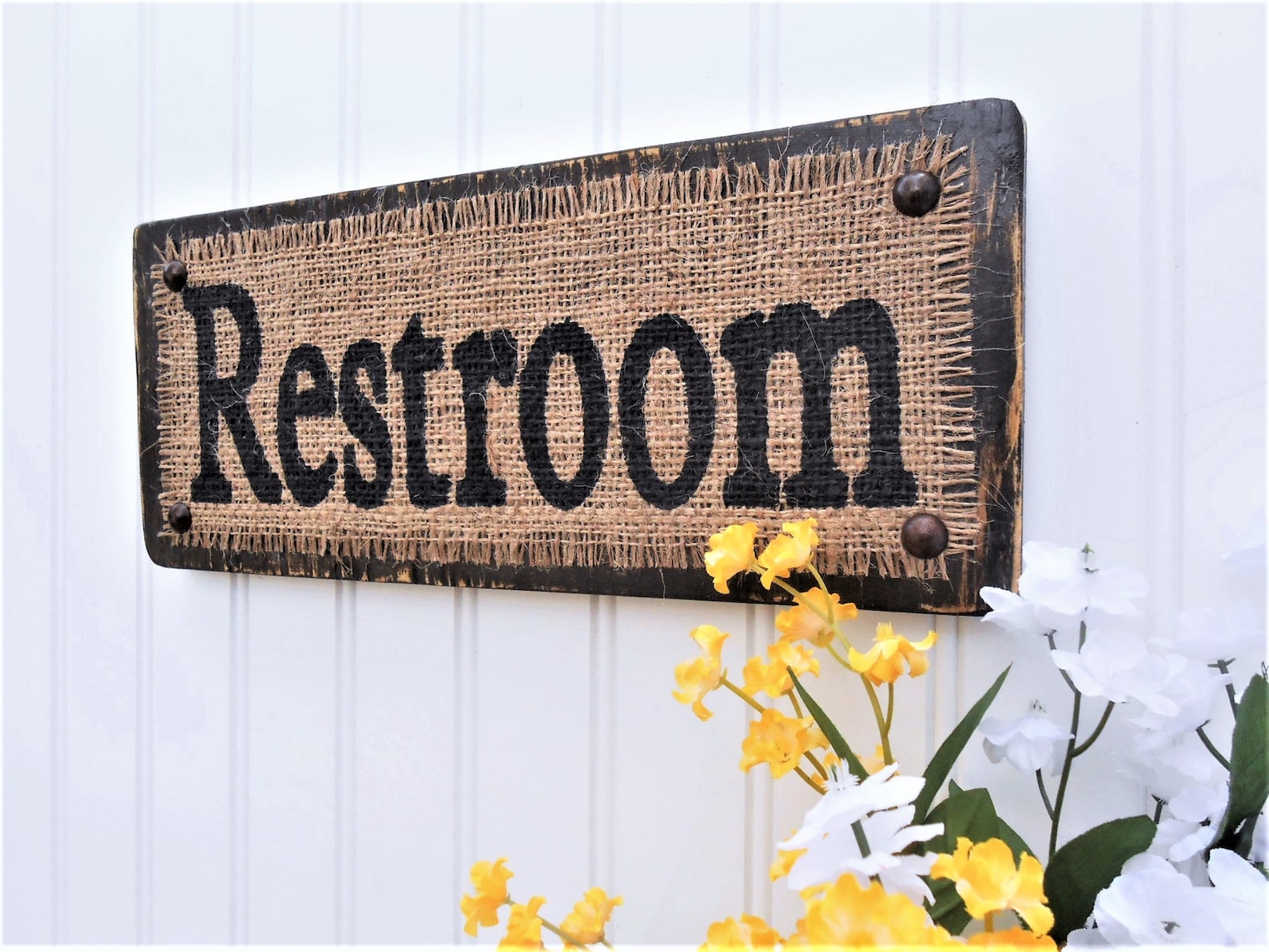 Rustic Restroom Sign Restroom Wall Sign Hanging Bathroom | Etsy