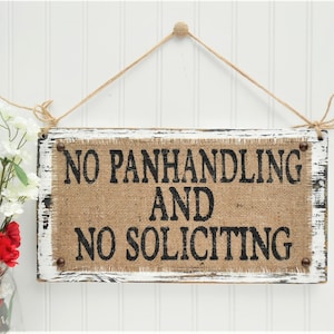 No Panhandling, No Soliciting Sign, Wood Sign, Business Sign, Door Sign ...