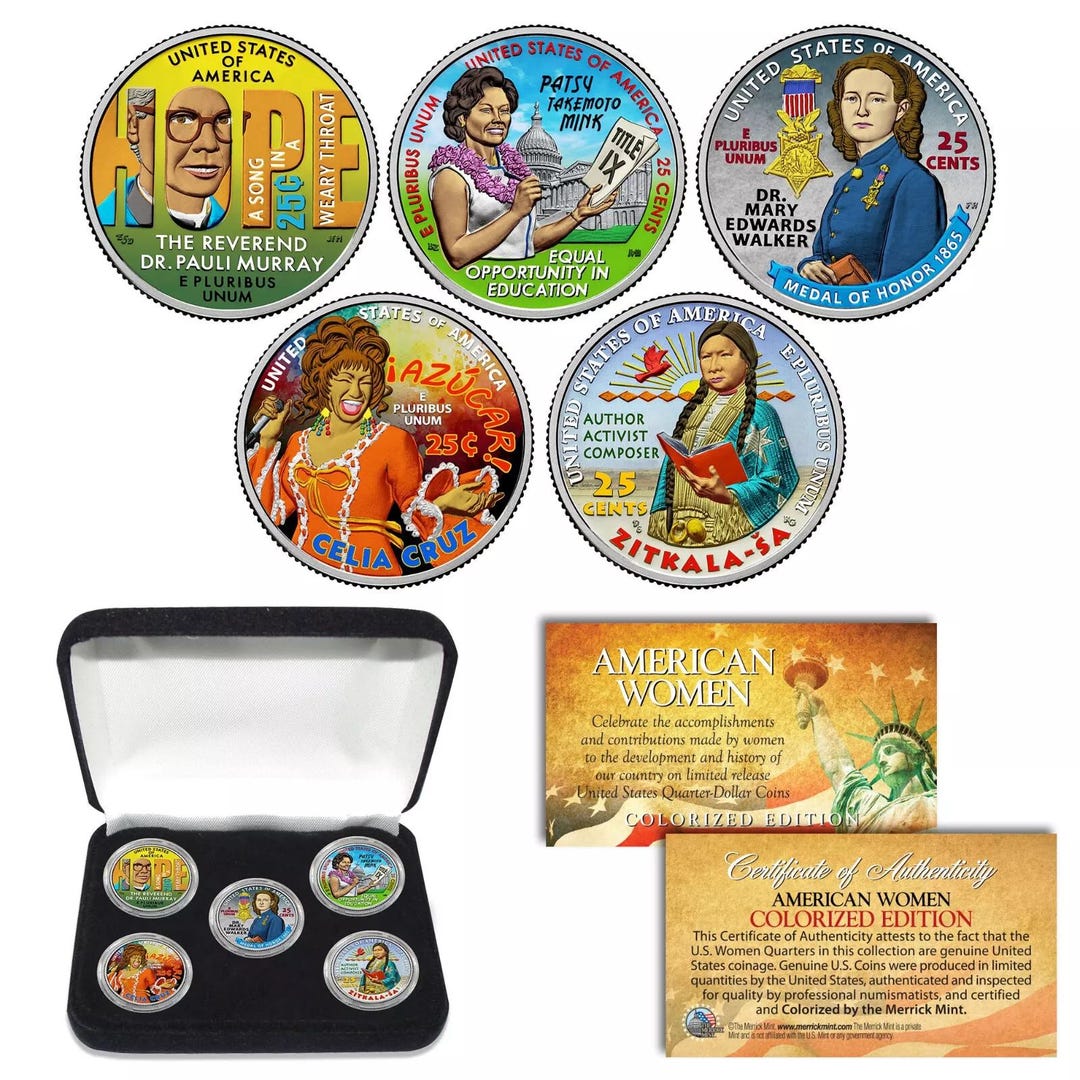 2024 Coloried American Women Quarters US Mint 5-coin Full Set in ...