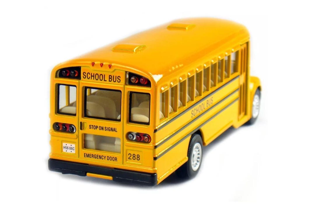 5" Kinsfun School Bus Diecast Model Toy Pull Back Action W/ Openable ...
