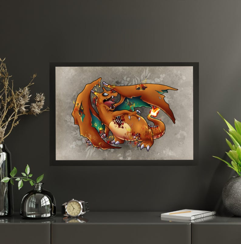 Zombie Charizard Horror Inspired Premium Art Print Poster Wall Art ...