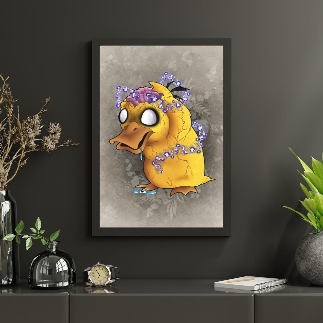 Zombie Psyduck Art Print, Horror Inspired Pokemon Poster - Etsy