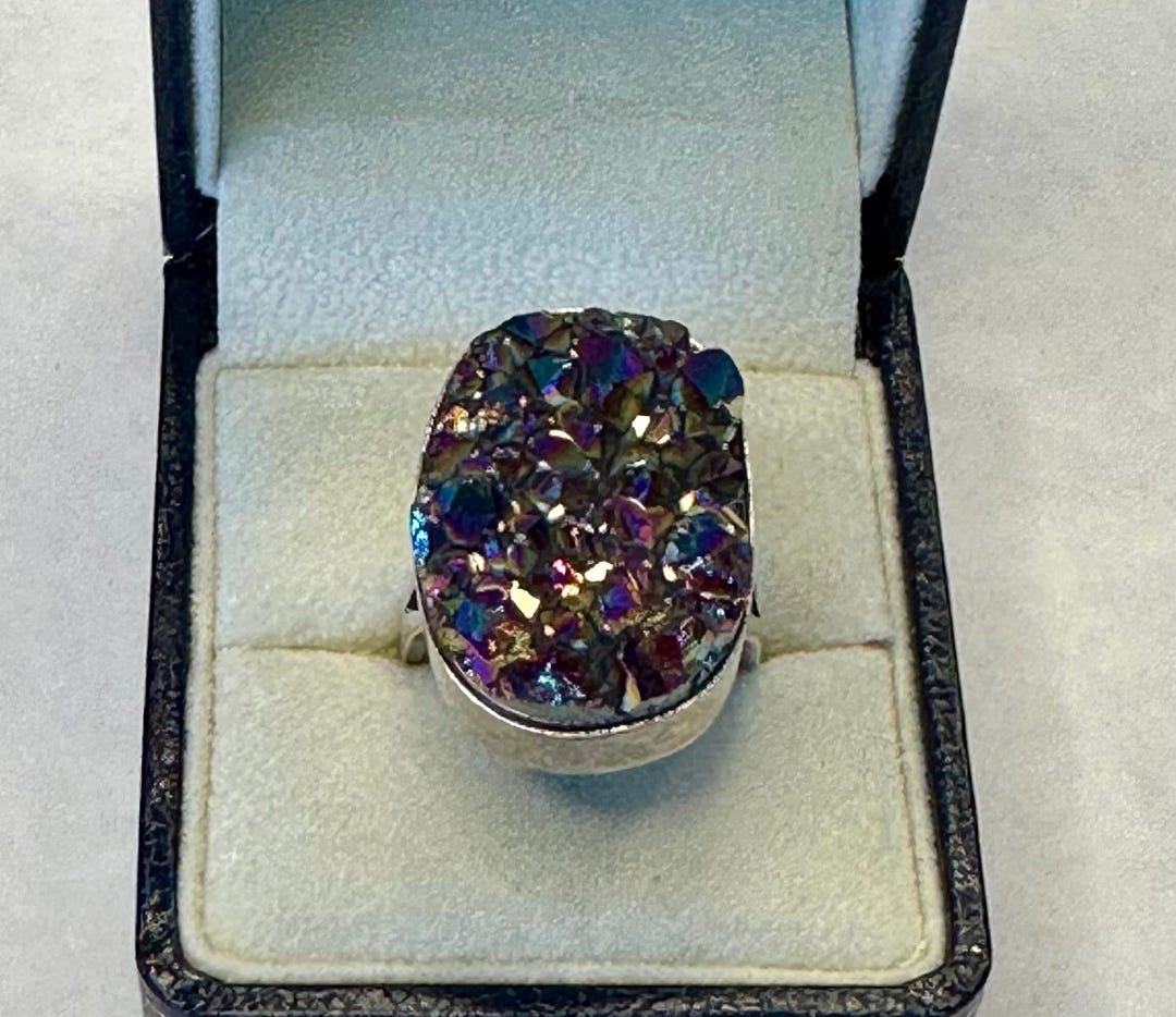 Vintage Sterling Silver Geode Ring Size 8.5 - Etsy