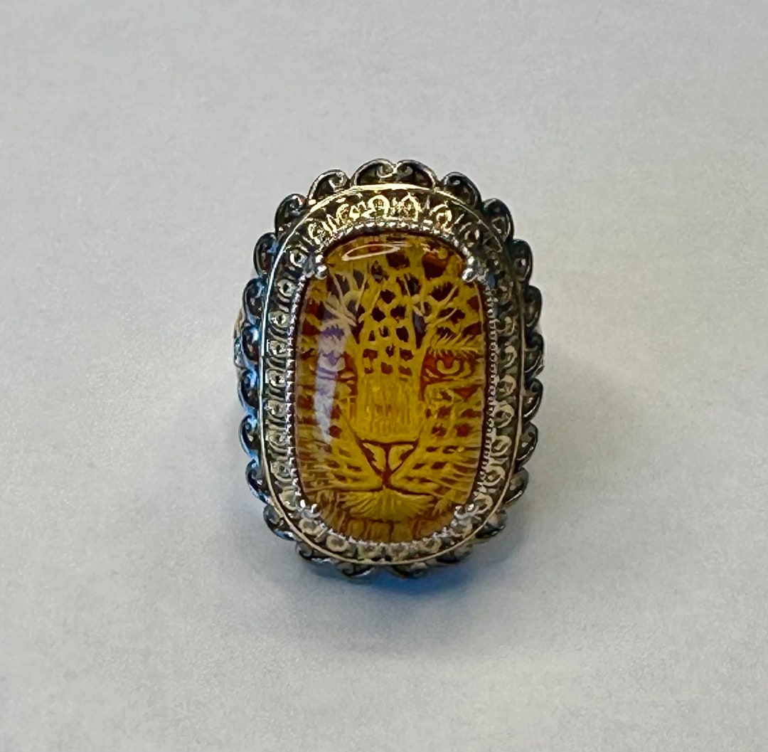 Sterling Silver Leopard Cabochon Ring Size 7 - Etsy