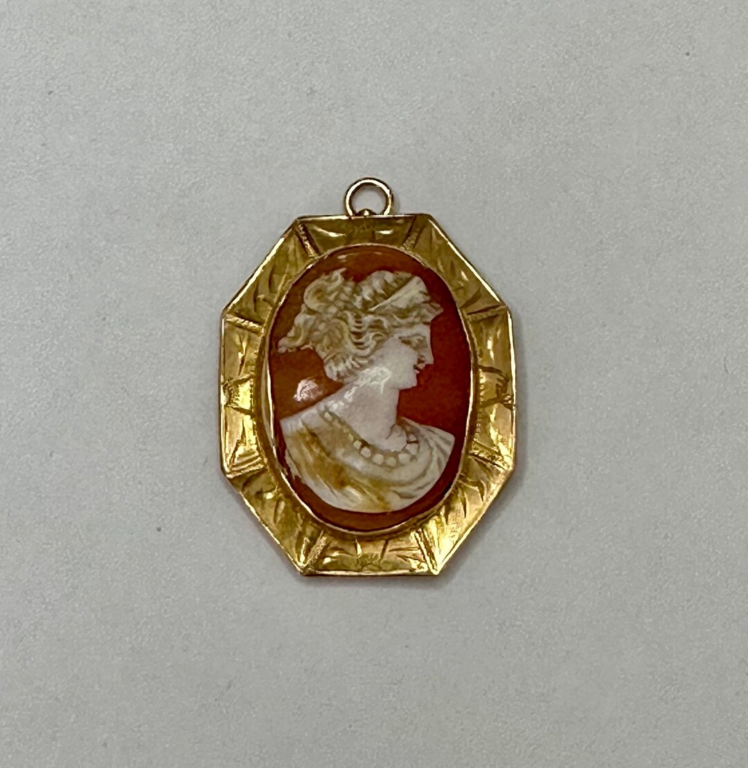 Antique 10k Gold Carved Shell Octagonal Cameo Brooch or Pendant - Etsy