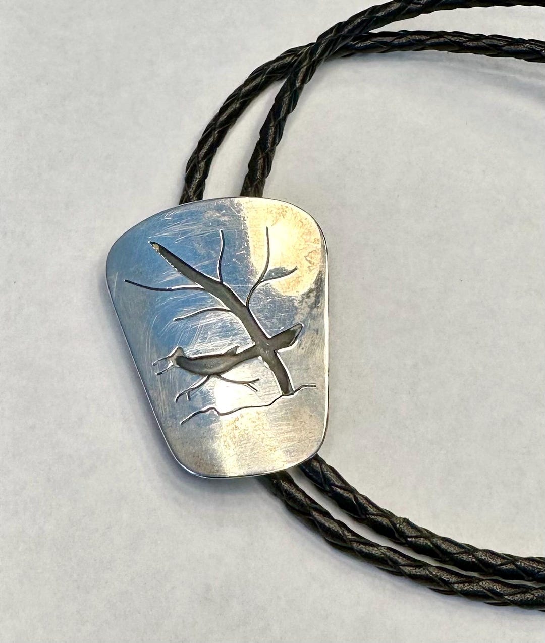 Vintage Sterling Silver Hopi Roadrunner & Tree Bolo Tie - Etsy