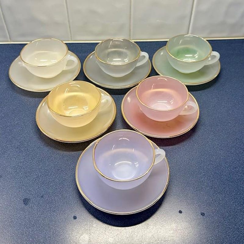 French Milk Glass Tea Set - Etsy