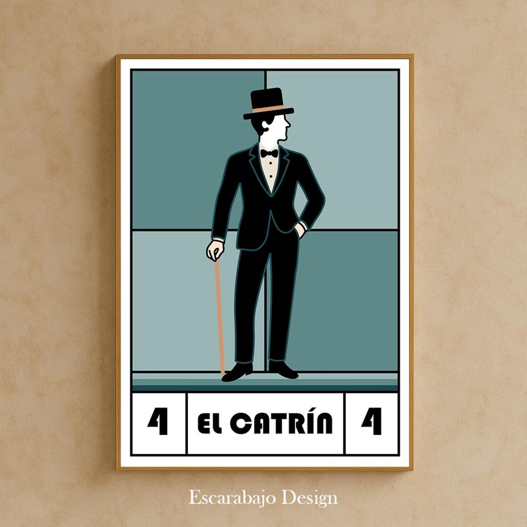 El Catrín Mexican Lottery Minimalist Illustration | Mexican Lottery ...