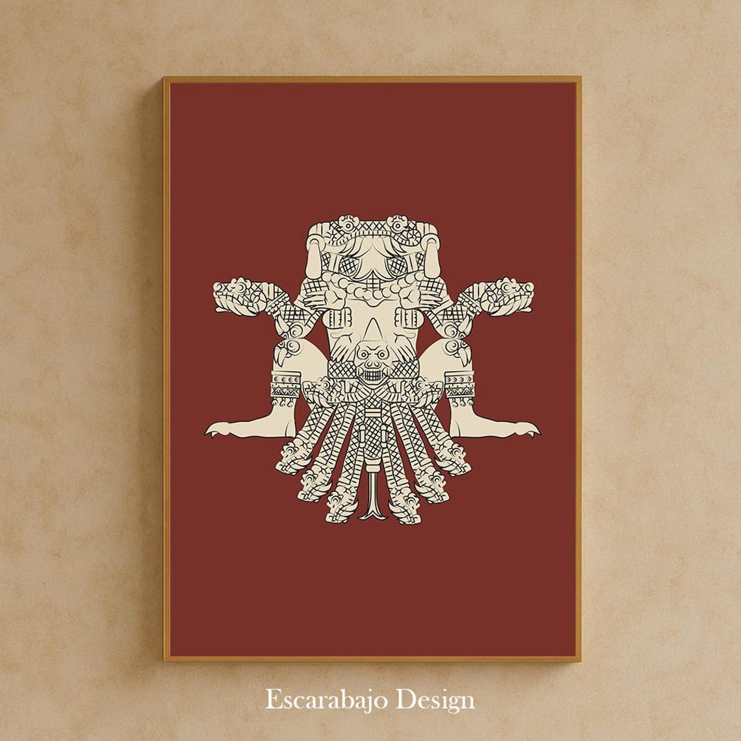 Aztec Wall Art | Coatlicue | Aztec Mother Goddess | Pre-hispanic Print ...