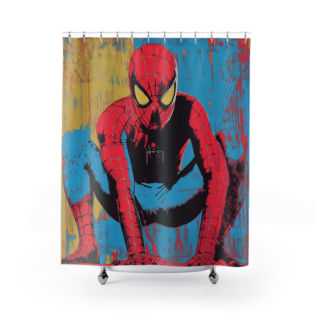 Spider-man Bathroom Shower Curtain, Superhero Decor, Comic Style Art ...