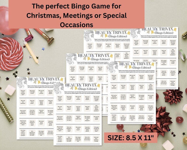 Editable Beauty Trivia Bingo Game | Fun Team Building Activity |work ...