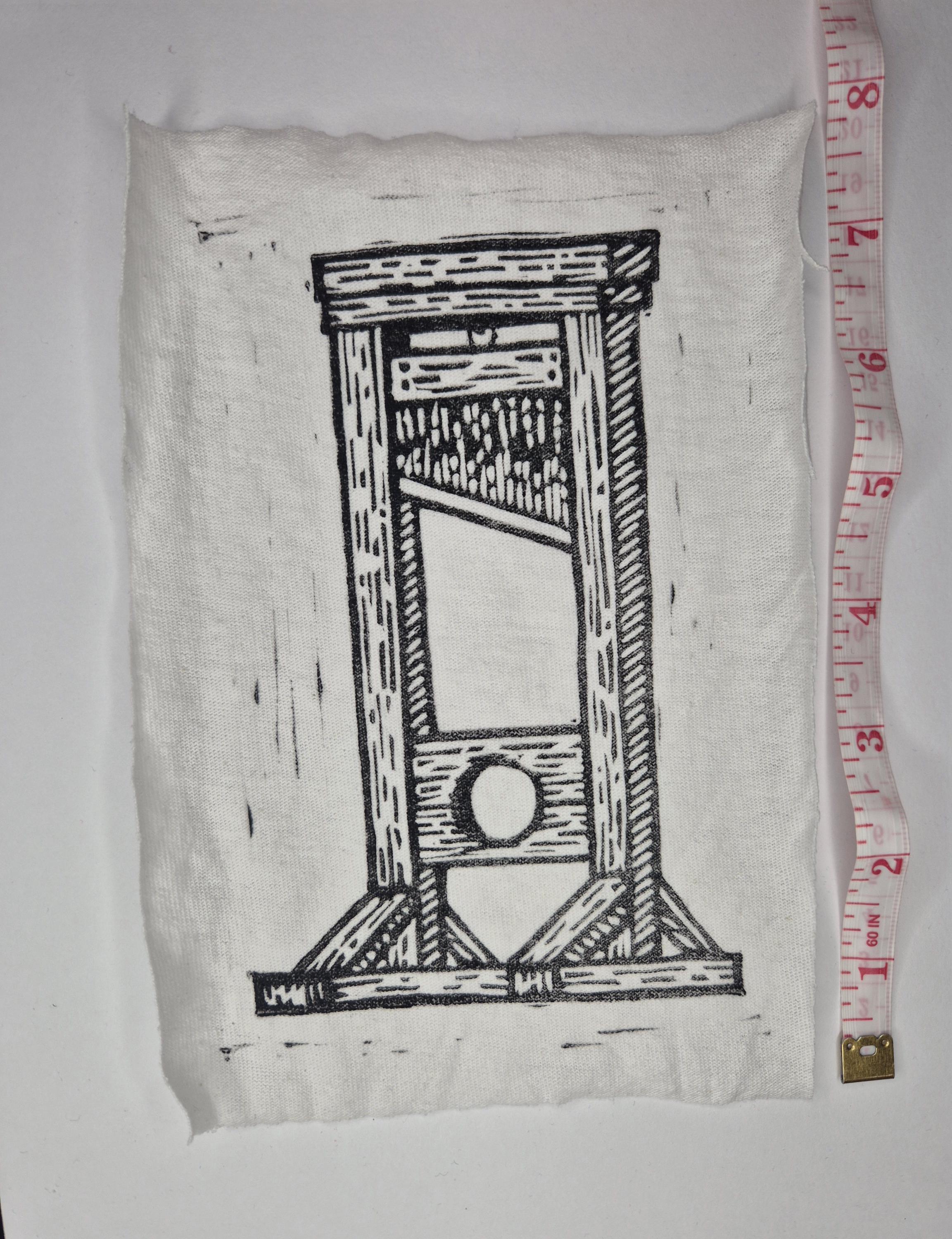 Black and White Guillotine Lino Printed Sew on Patch Alternative Punk ...