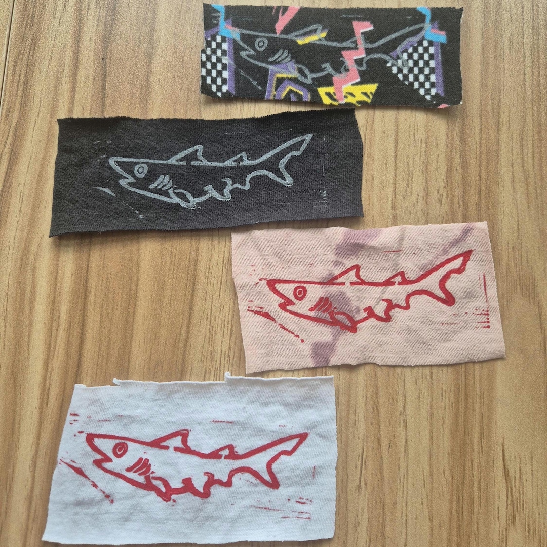 Eco-friendly Shark Patch: Lino Print Sew-on Applique - Etsy