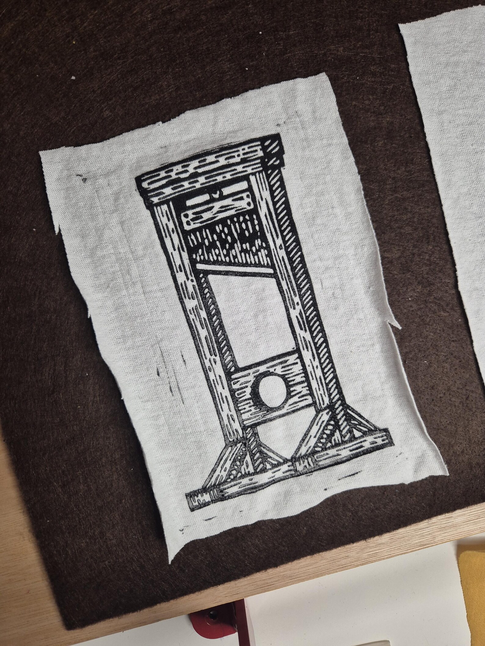 Black and White Guillotine Lino Printed Sew on Patch Alternative Punk ...