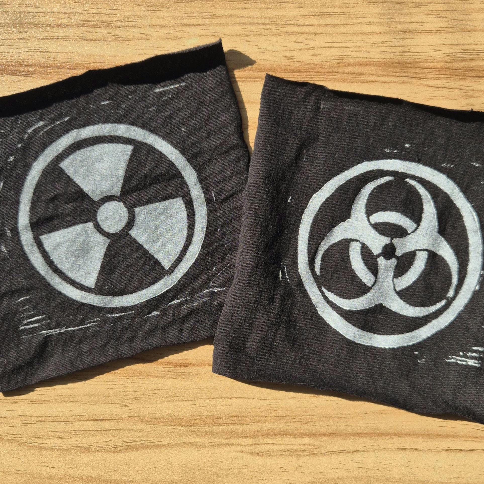 Eco-friendly Radiation/biohazard Symbol Patch - Lino Print on Recycled ...