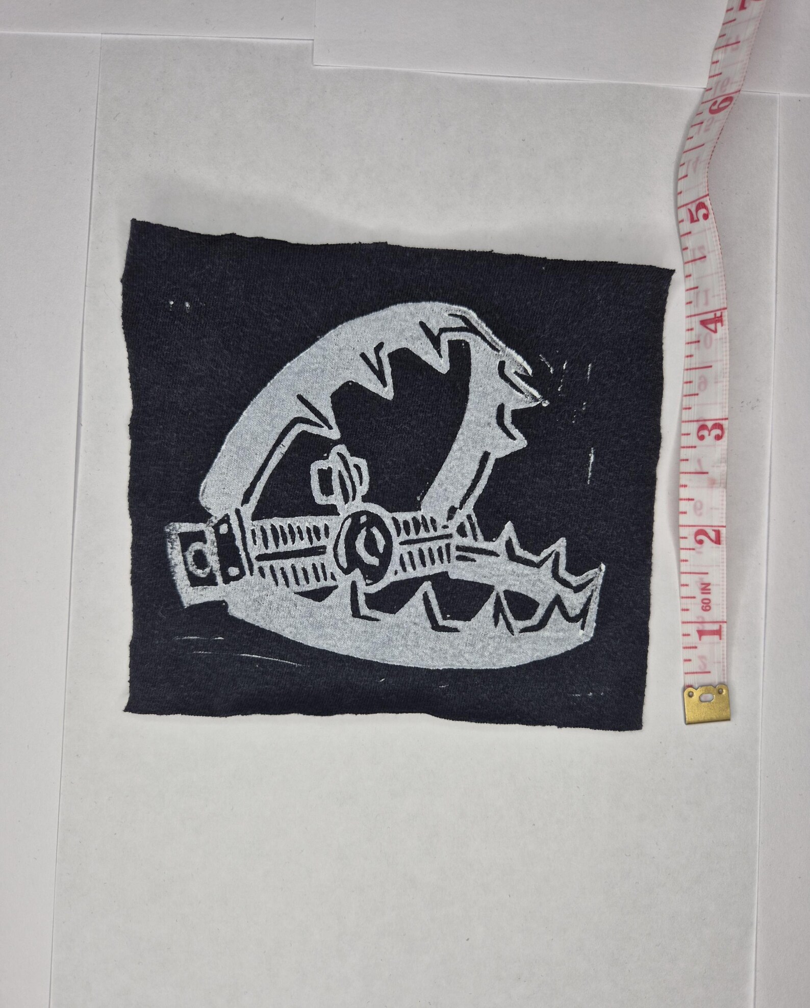 Black and White Bear Trap Lino Printed Sew on Patch Alternative Punk ...