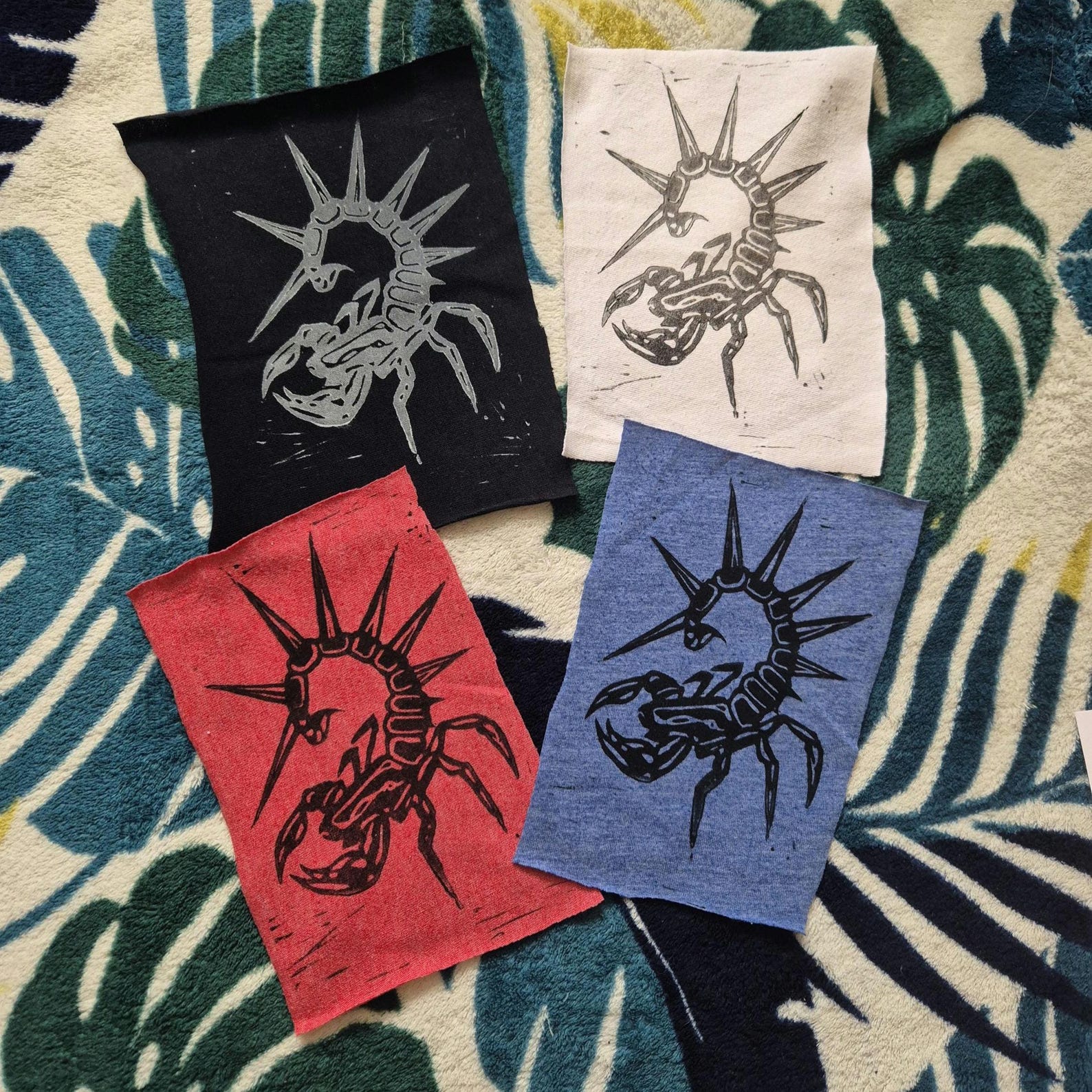 Scorpion Lino Print Patch: Handmade Punk Style Sew on Applique - Etsy