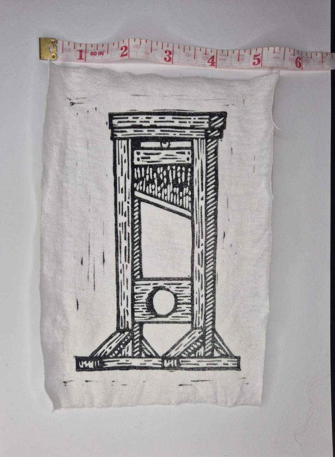 Black and White Guillotine Lino Printed Sew on Patch Alternative Punk ...