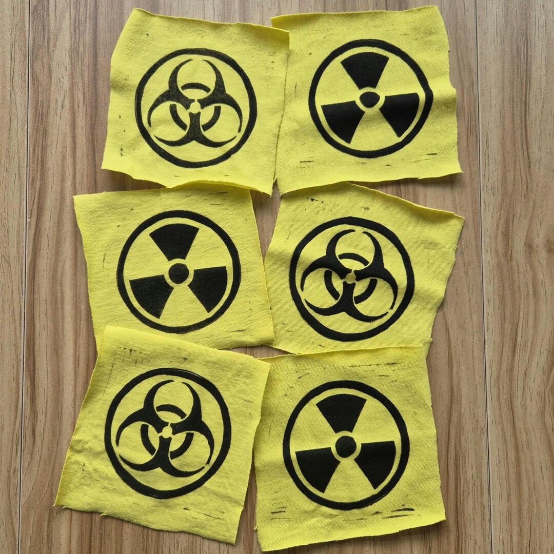 Eco-friendly Radiation/biohazard Symbol Patch - Lino Print on Recycled ...