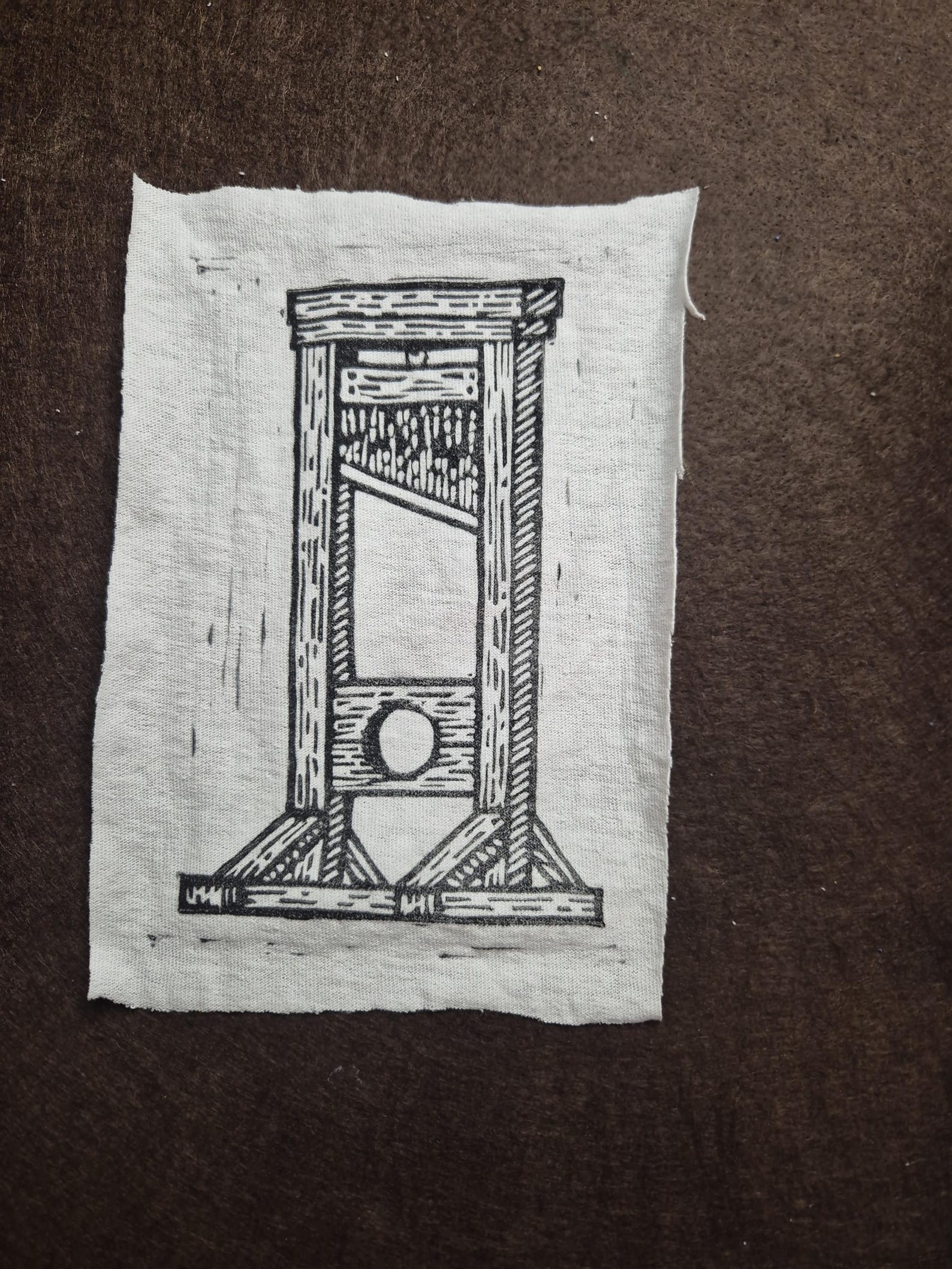 Black and White Guillotine Lino Printed Sew on Patch Alternative Punk ...