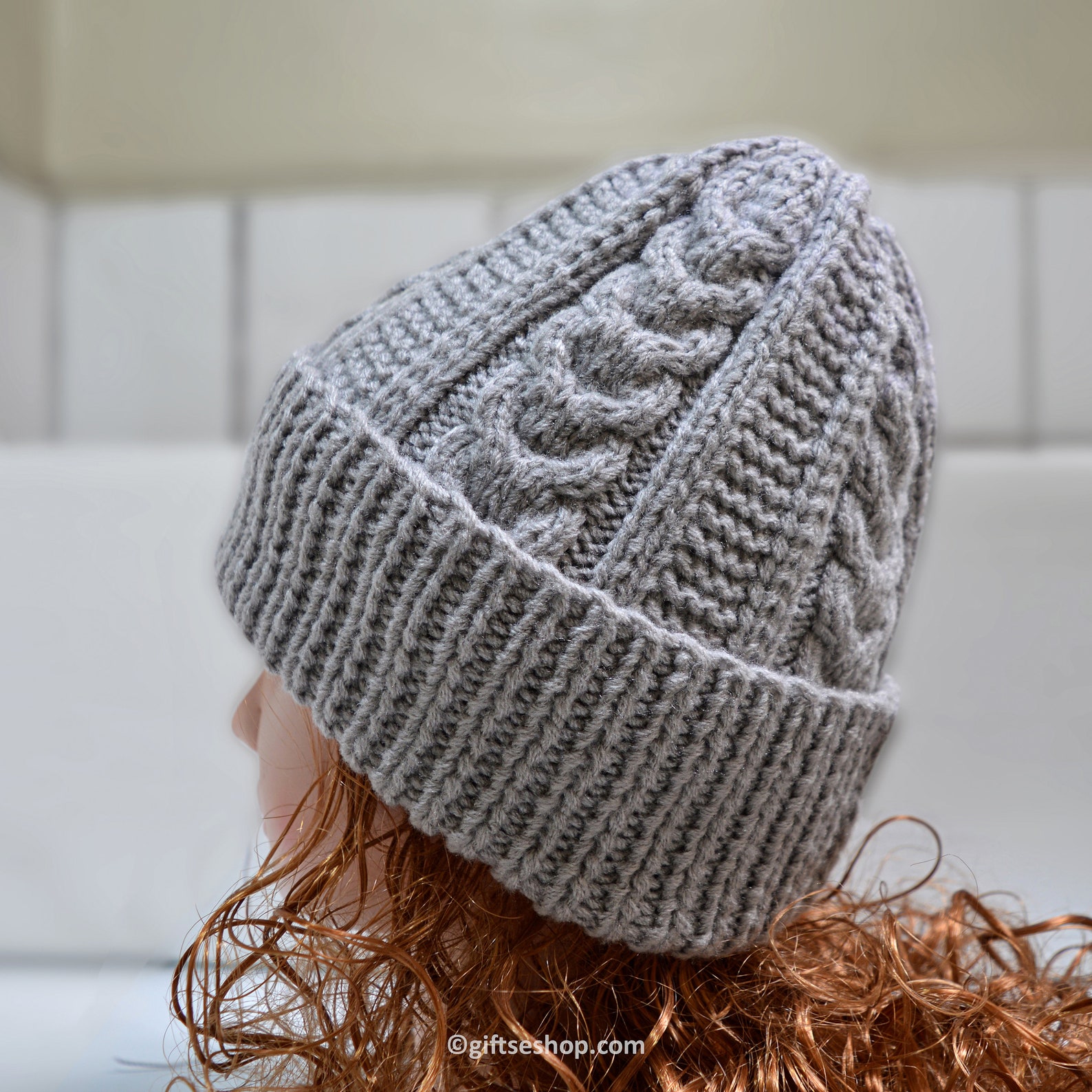 Cable Knit Hat Pattern in the Round for Winter N 107 - Etsy