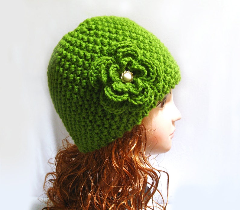 Knitting Pattern Beanie Hat Hand Knit With Flower, Hat Pattern N35 - Etsy