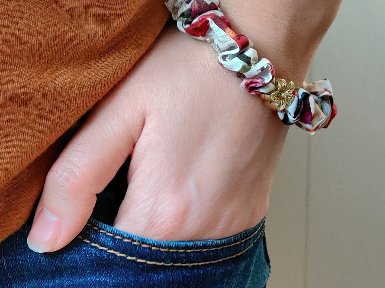 Skinny Scrunchie Bracelet made from Liberty fabric Charm - Etsy