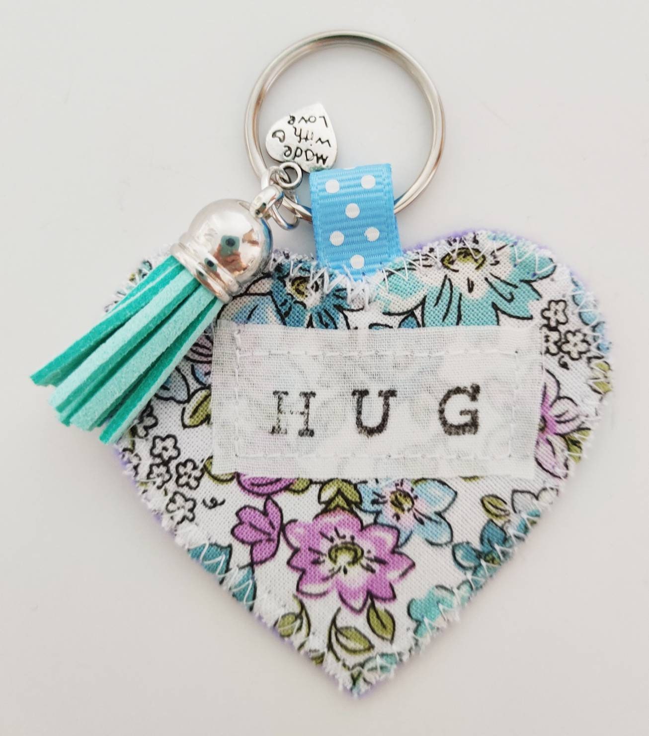 Handmade Pocket Hug Heart Fabric Keyring Hug Token | Etsy Canada