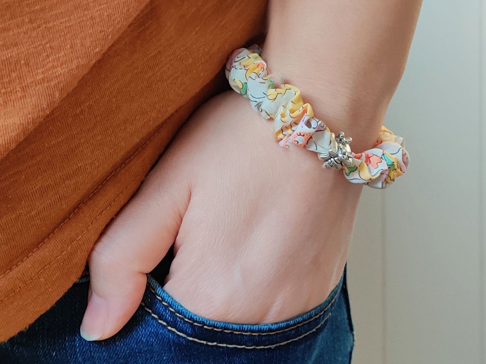Skinny Scrunchie Bracelet made from Liberty fabric Charm - Etsy