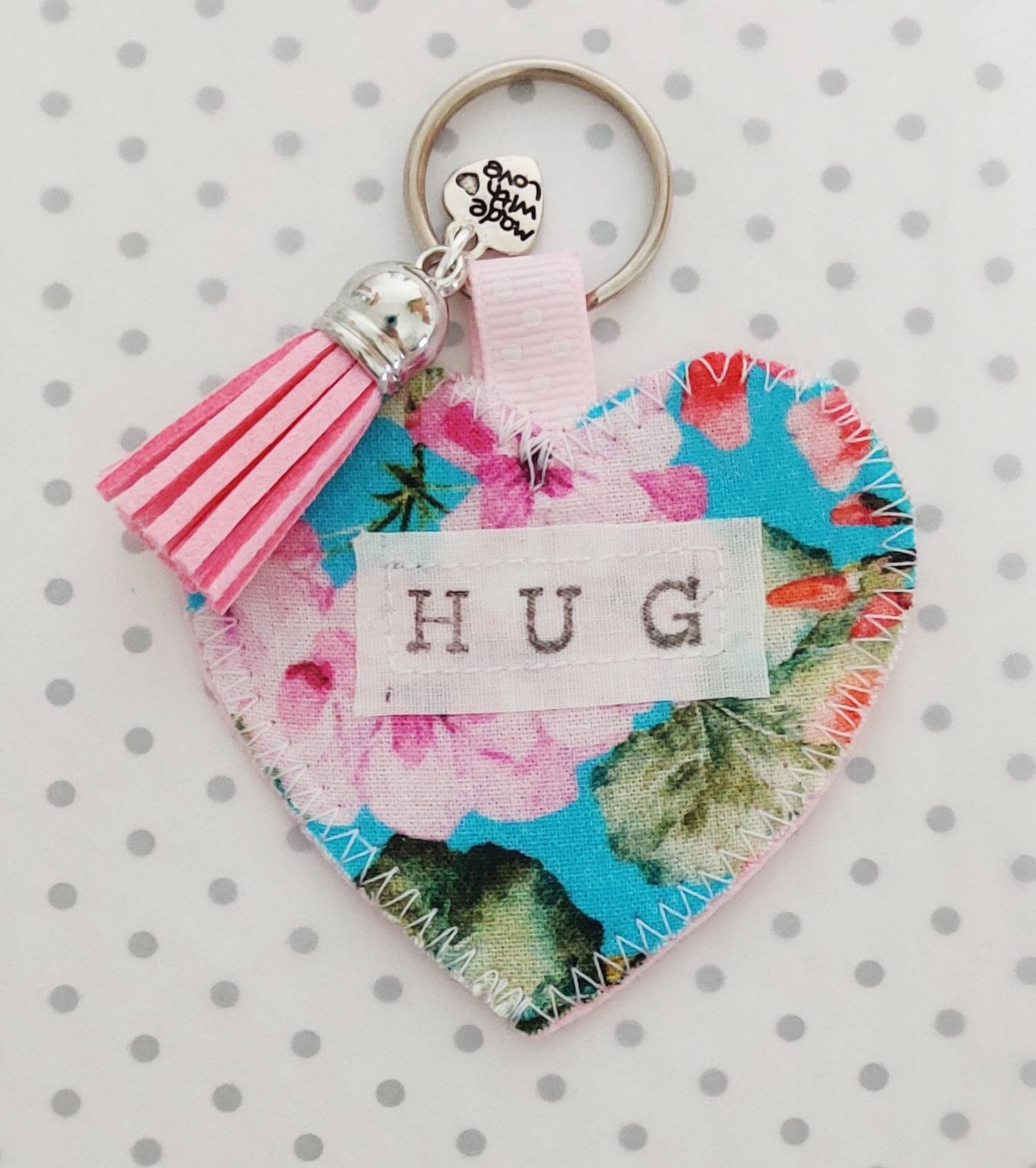 Handmade Pocket Hug Heart Fabric Keyring Hug Token | Etsy Canada