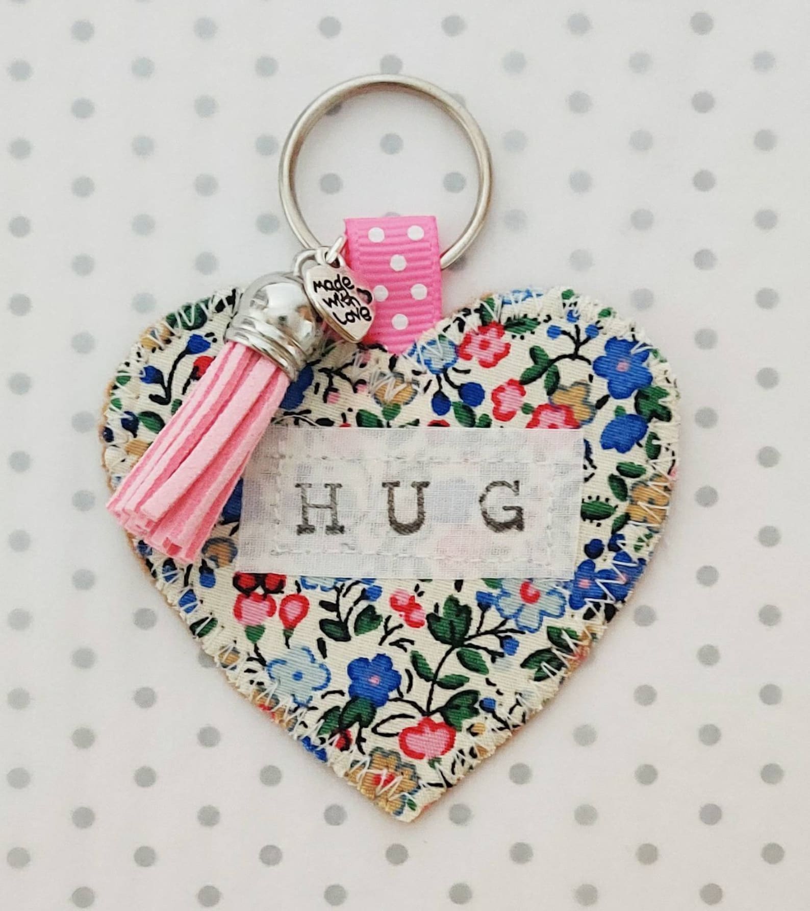 Handmade Pocket Hug Heart Fabric Keyring Hug Token | Etsy Canada