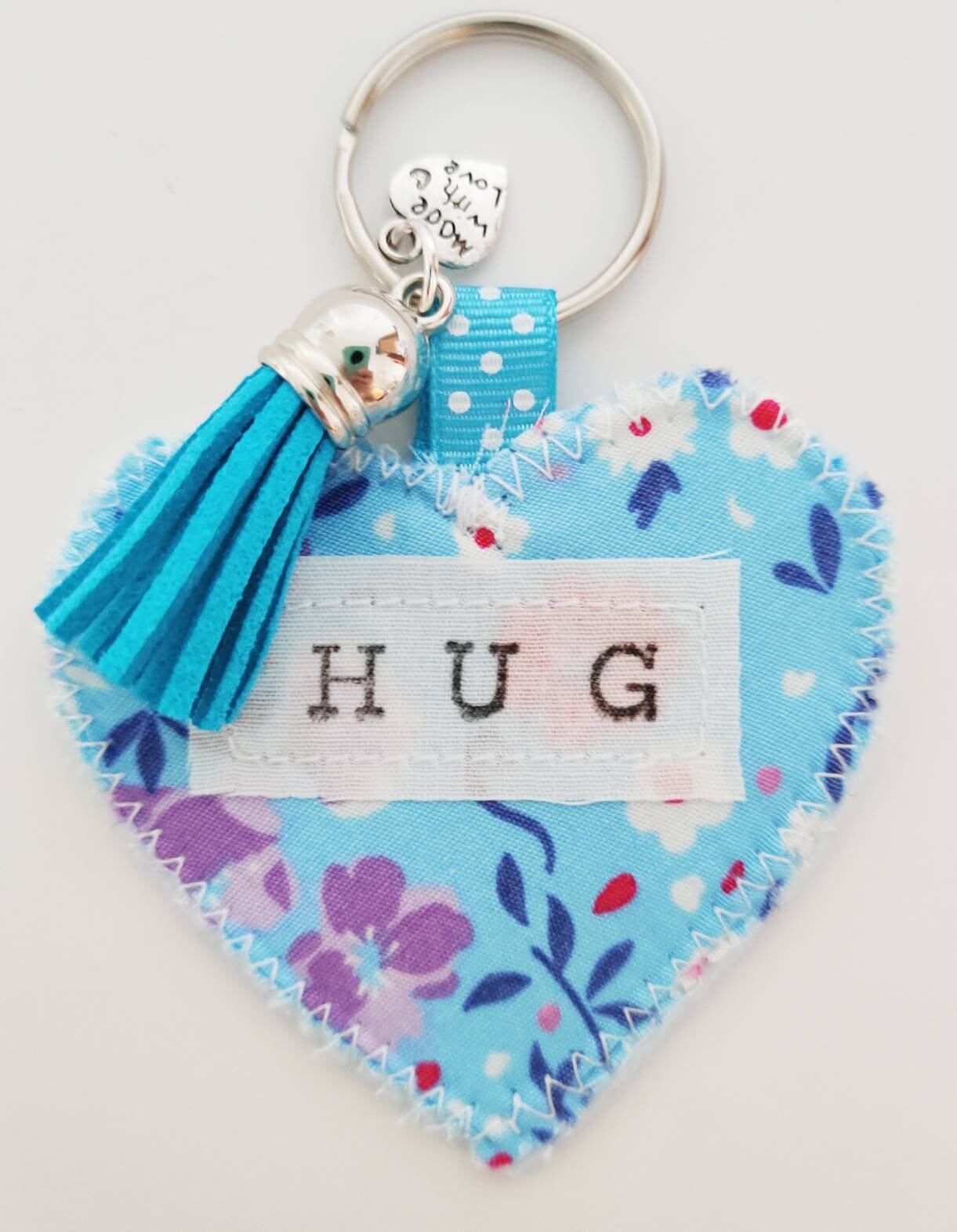 Handmade Pocket Hug Heart Fabric Keyring Hug Token | Etsy Canada