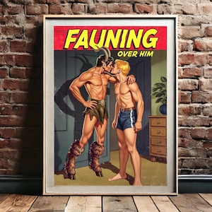 Vintage Gay Satyr Poster | Retro Queer Faun Art Print | Mythical Creature Wall Decor | Erotic ...