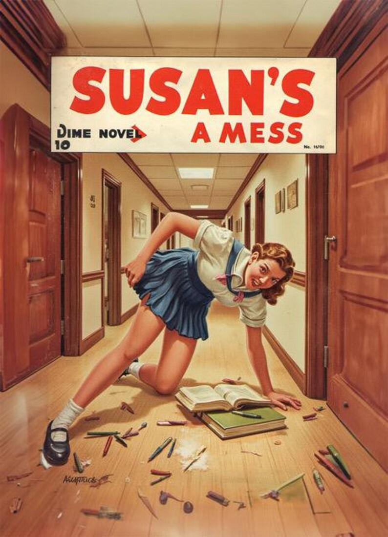 Funny Retro Art Print: "susan's a Mess" Vintage Dime Novel Poster - Etsy
