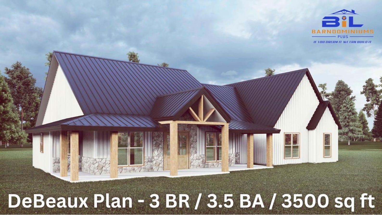Barndominium Floor Plan - 3 BR / 3.5 BA / 3500 Sq Ft - Bil Barndos Plus - 2D & 3D Floor Plans ...