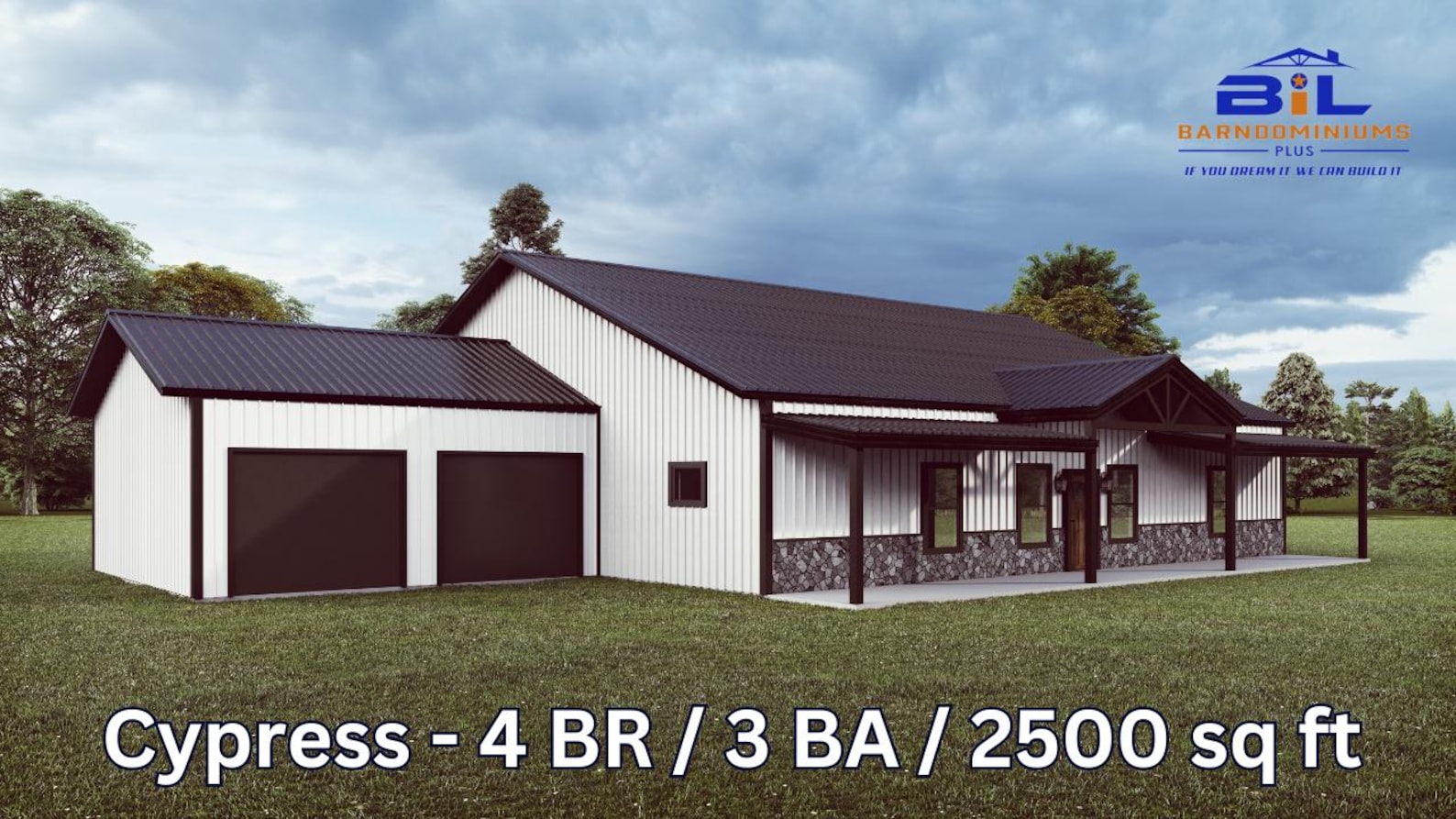 Barndominium Floor Plan - 4 BR / 3 BA / 2500 Sq Ft - Bil Barndos Plus - 2D & 3D Floor Plans With ...